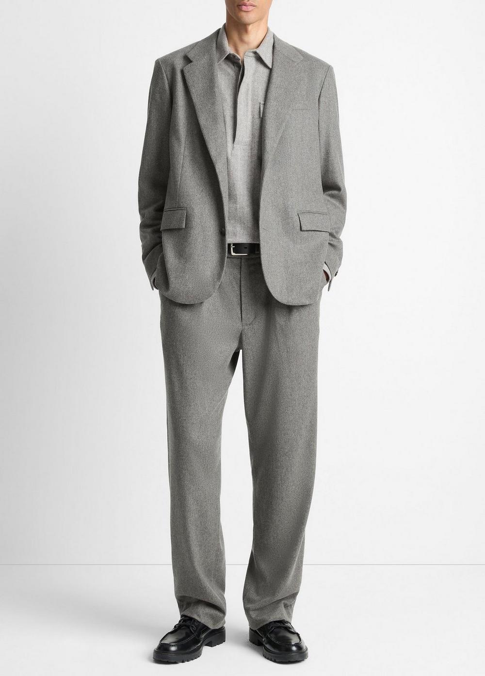 VINCE Vince Italian Wool-Blend Flannel Double-Pleated Trousers